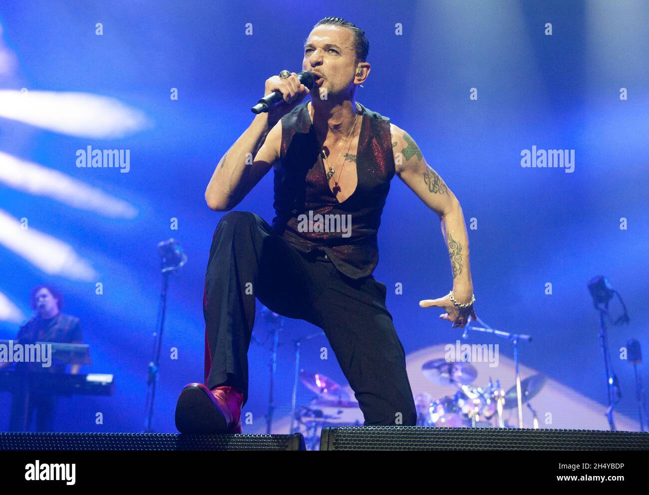Dave Gahan of Depeche Mode performing live on stage at Arena Birmingham ...