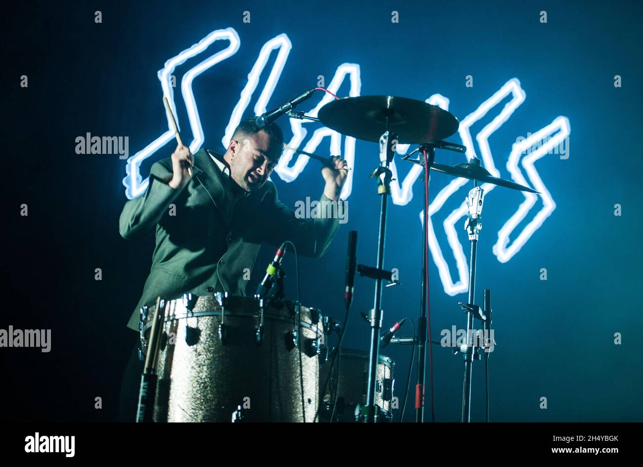 Isaac Holman of Slaves live on stage at Arena Birmingham in Birmingham ...