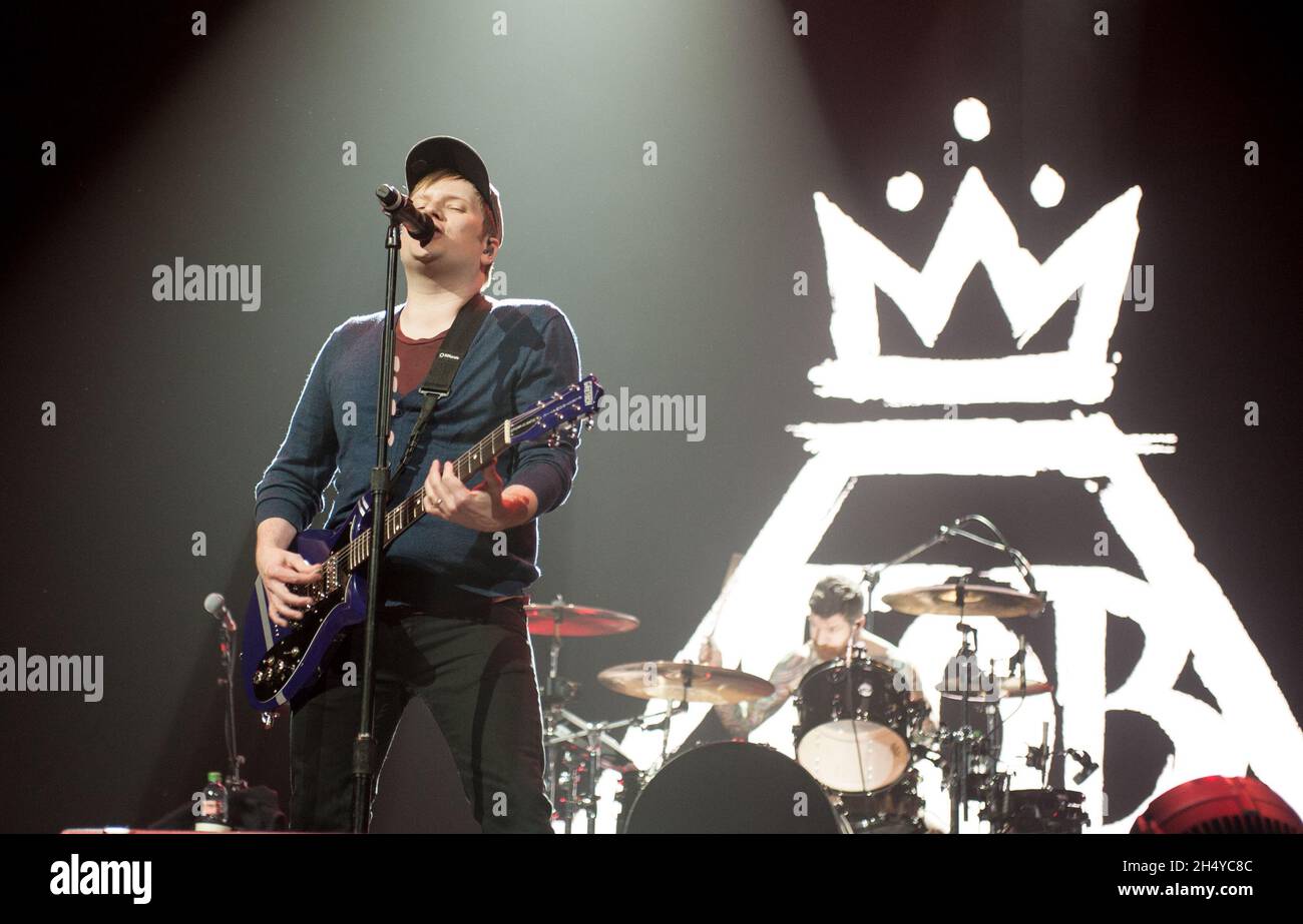 Patrick Stump of Fall Out Boy performs on stage at the Arena Birmingham ...