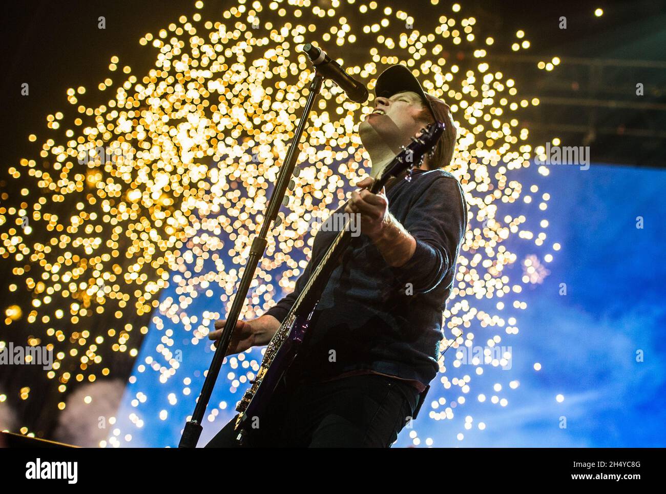 Patrick Stump of Fall Out Boy performs on stage at the Arena Birmingham ...