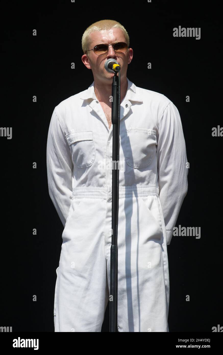 Charlie Steen of Shame performs on stage on the last day of All Points ...