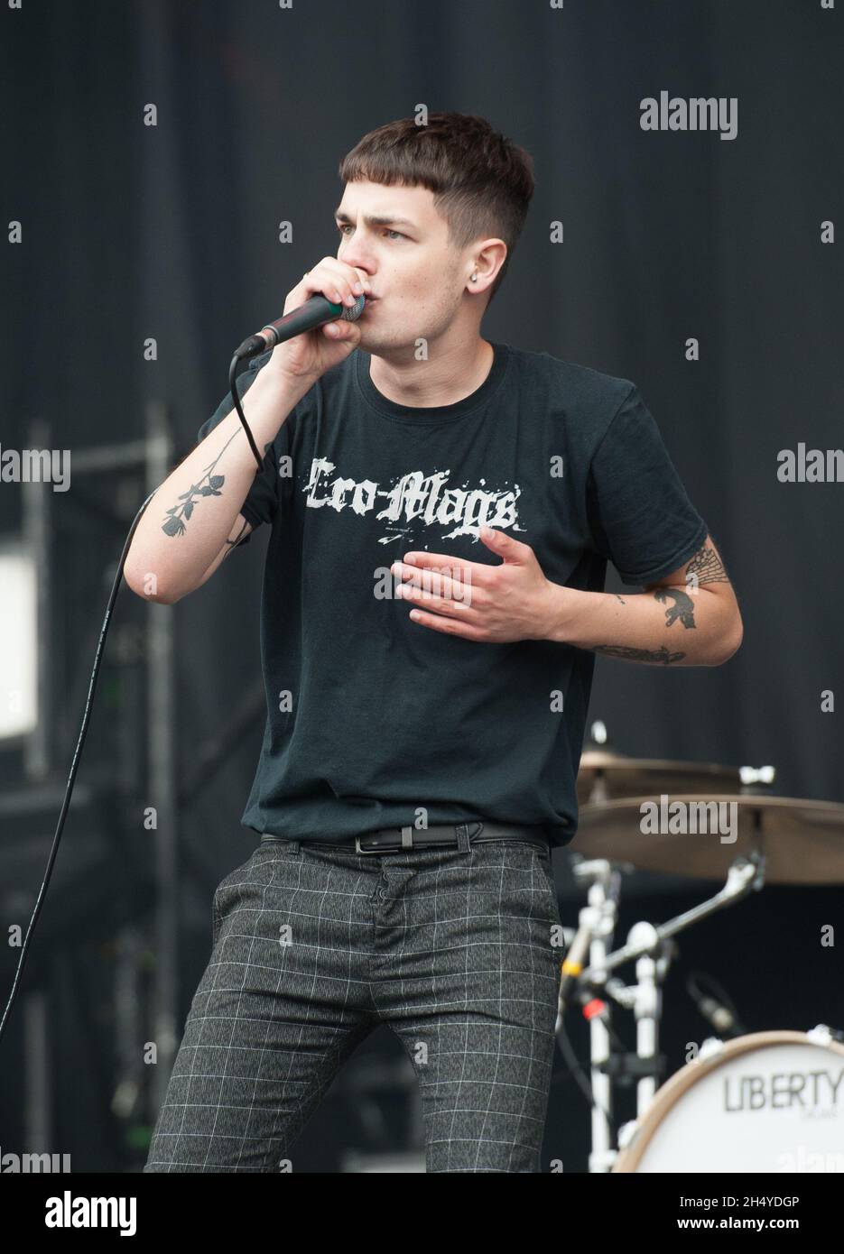 Henry Cox of Boston Manor performs on stage on day 1 of Download ...