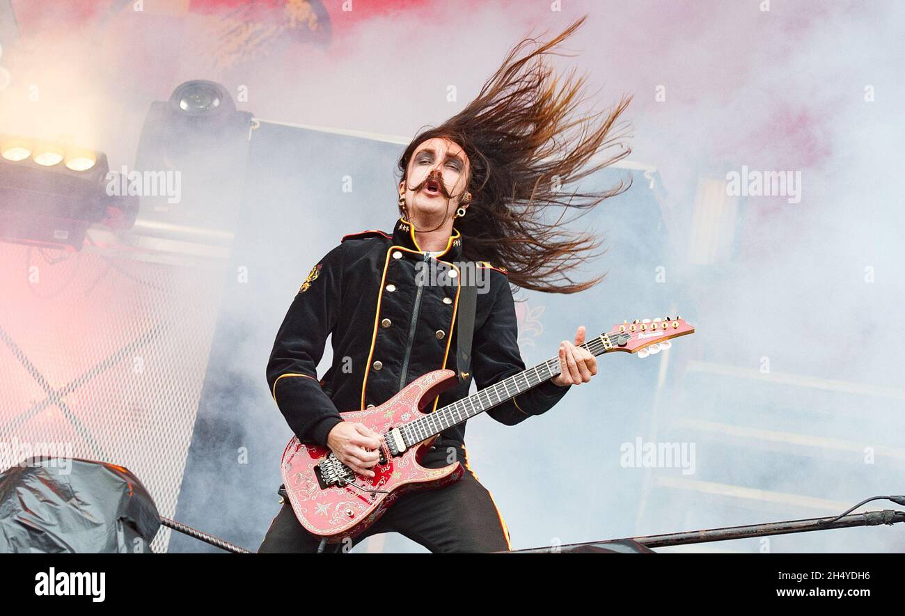 Henrik Sandelin of Avatar performs on stage on day 1 of Download ...
