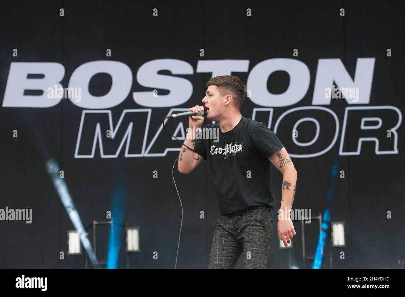 Henry Cox of Boston Manor performs on stage on day 1 of Download ...