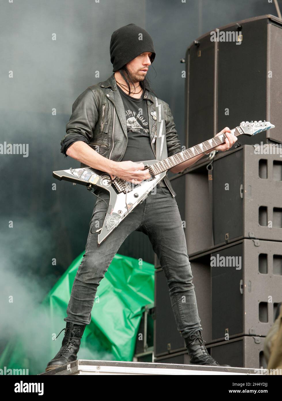 Sam Totman of Dragonforce performs live on stage on day 1 of Download ...
