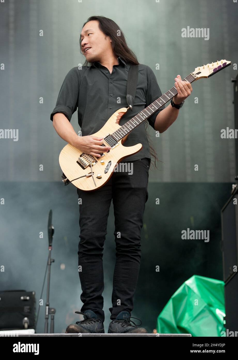 Herman Li of Dragonforce performs live on stage on day 1 of Download ...