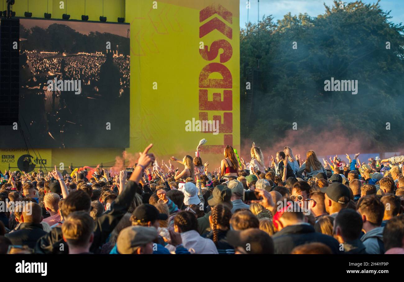 Festival-goers on day 1 of Leeds Festival in Bramham Park in Leeds, UK ...