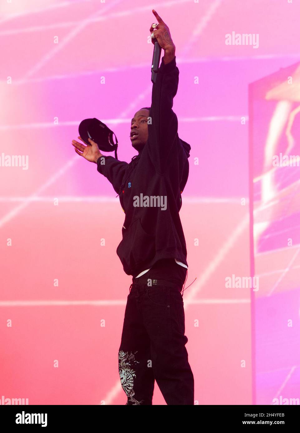Travis Scott performs on stage on day 2 of Leeds Festival in Bramham ...