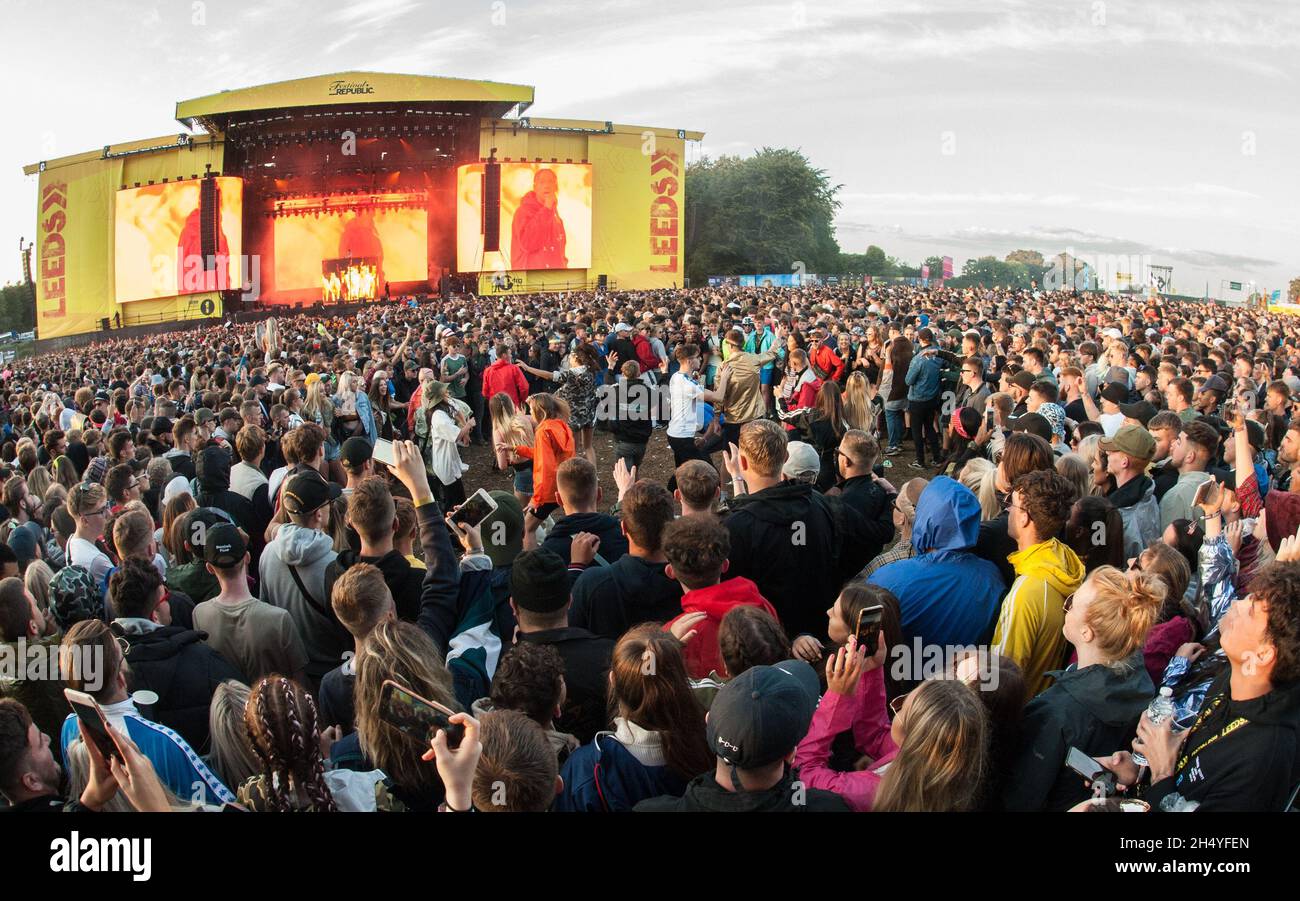 Travis Scott performs on stage on day 2 of Leeds Festival in Bramham Park in Leeds, UK. Picture ...