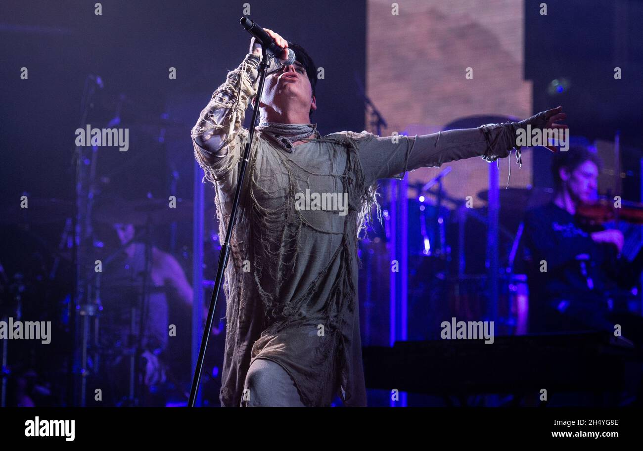 Gary Numan performs live on stage accompanied by The Skaparis Orchestra ...