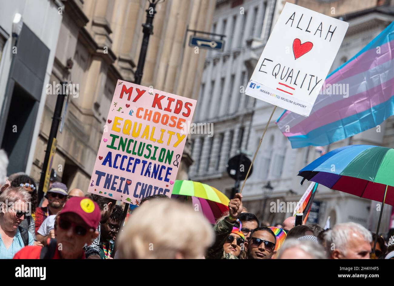 Signs supporting gay rights during Birmingham Pride, UK's largest ...