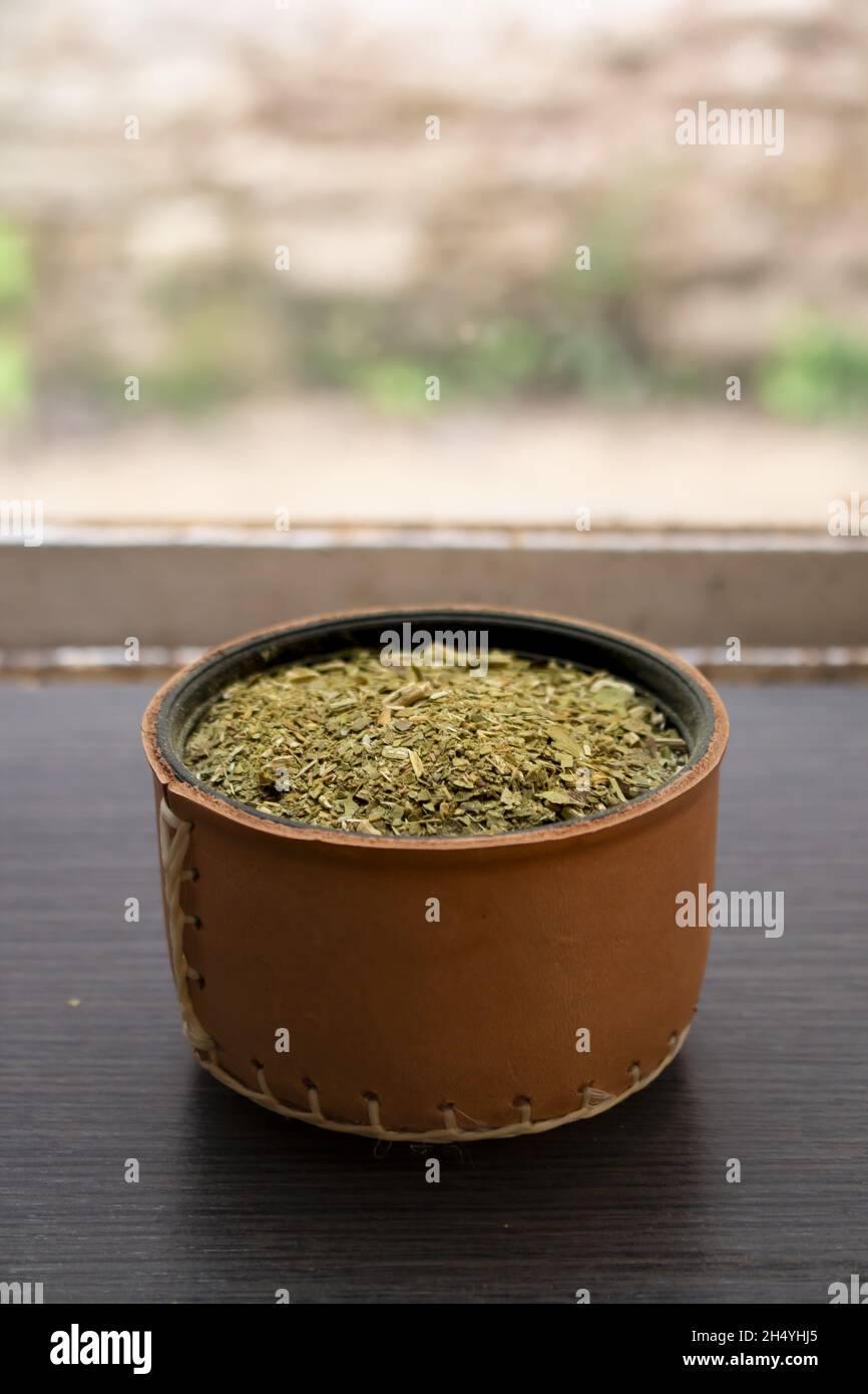 Vertical shot of Mugwort herbs in a small bowl Stock Photo - Alamy