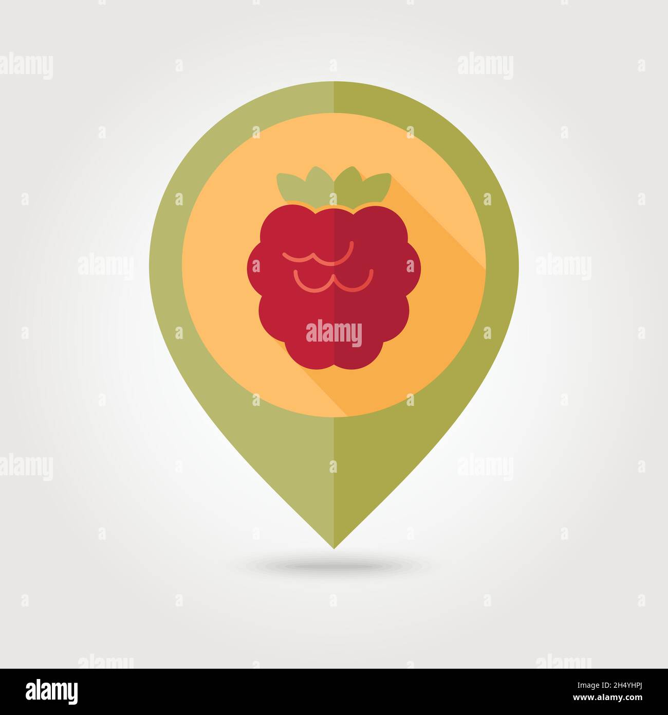 Raspberry flat vector pin map icon. Map pointer. Map markers. Berry ...