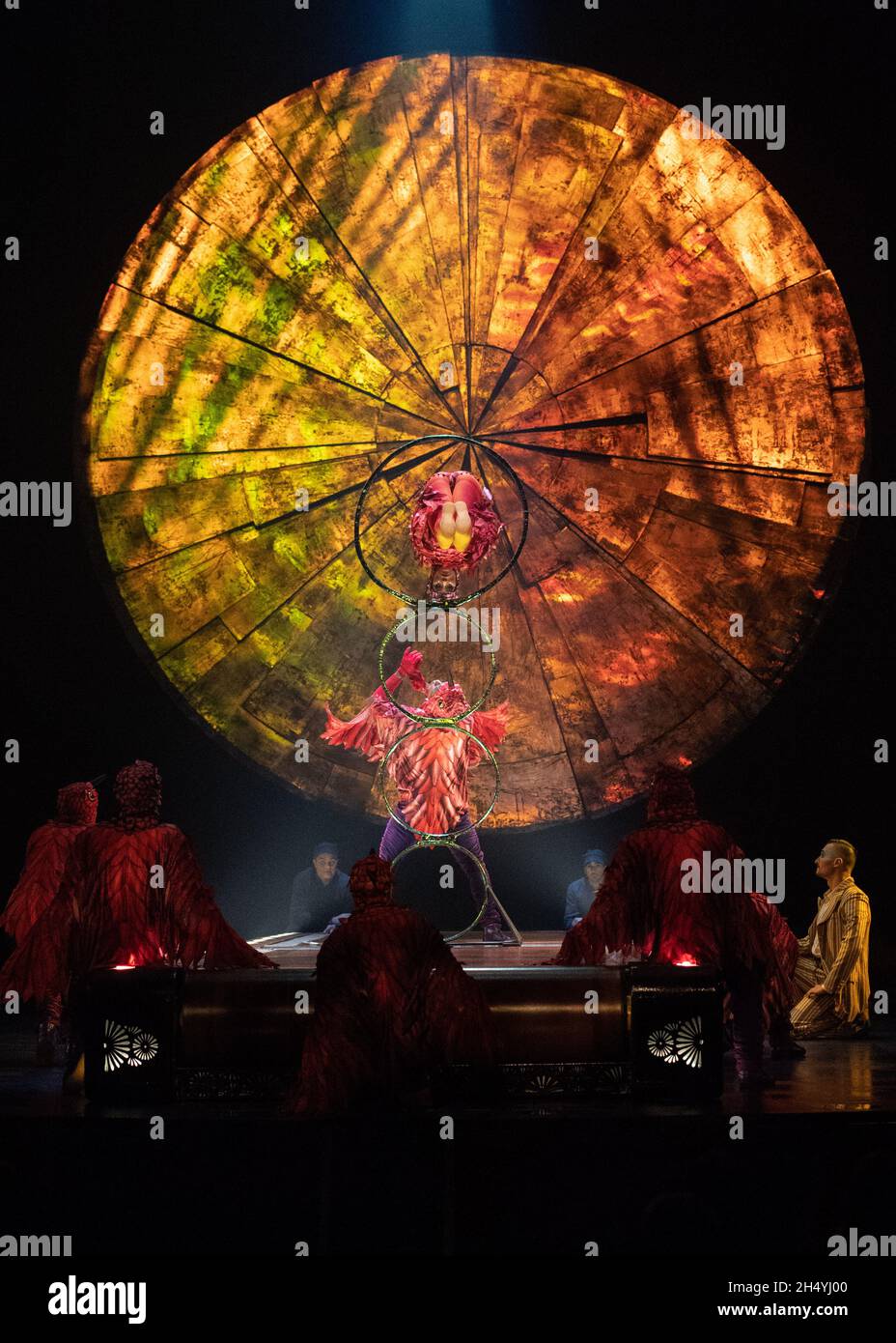 Cirque du Soleil cast members perform on stage during "LUZIA" at Royal ...