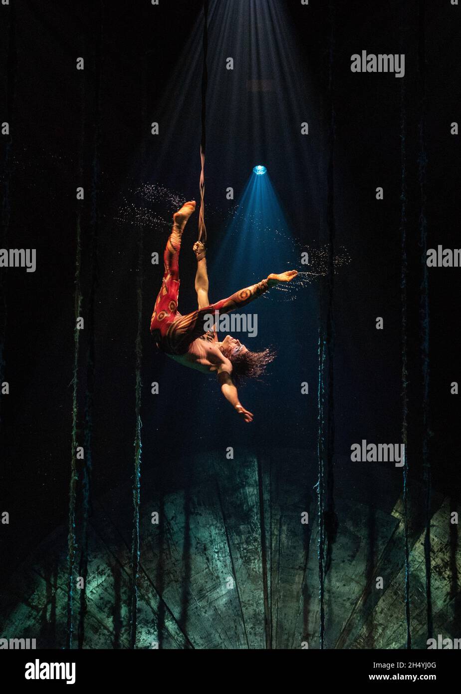 Cirque du Soleil cast members perform on stage during "LUZIA" at Royal ...