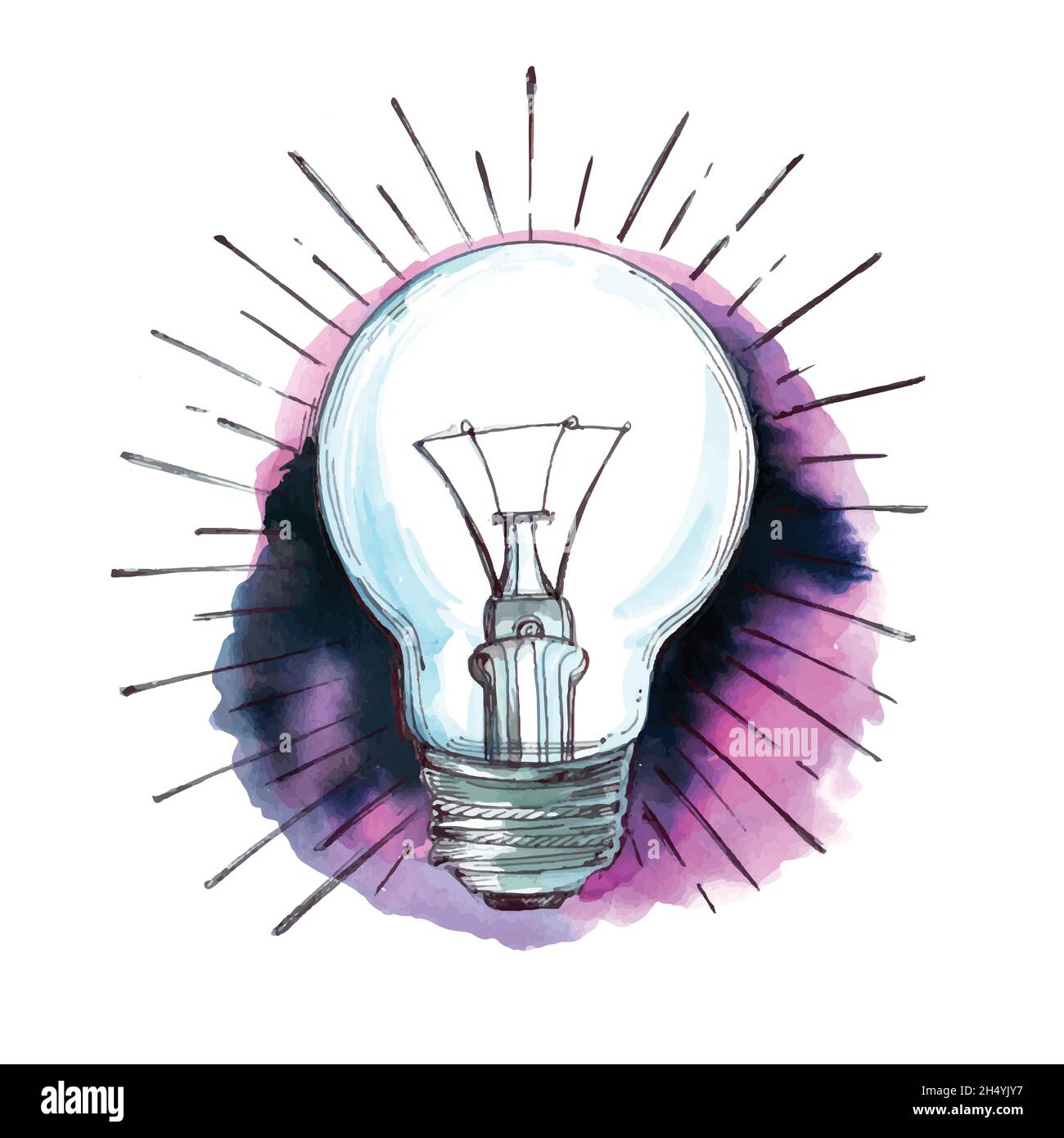 Hand draw light bulb in watercolor design Stock Vector Image & Art - Alamy