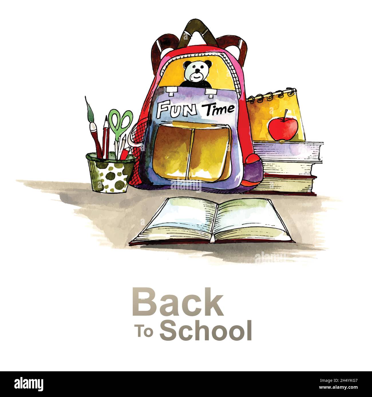 Beautiful watercolor back to school background Stock Vector Image & Art ...