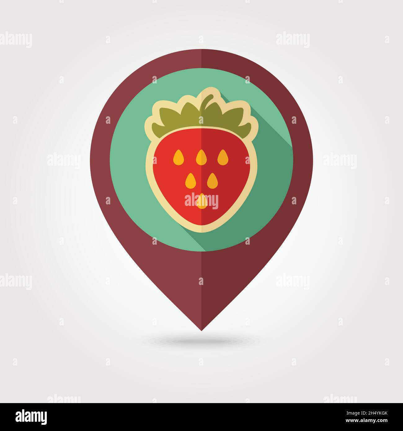 Strawberry flat vector pin map icon. Map pointer. Map markers. Berry ...
