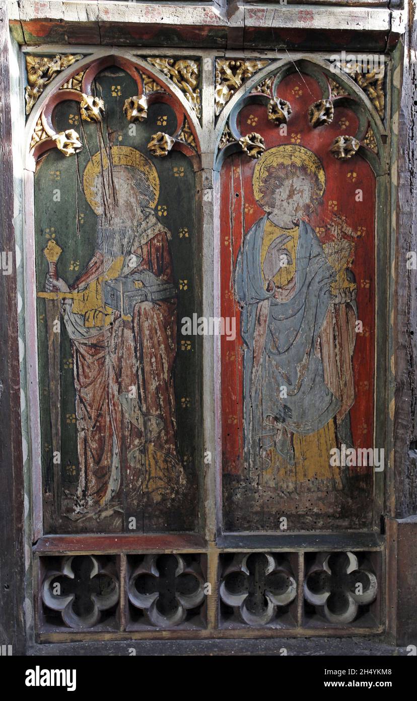 Painted rood screen depicting Saints Paul and John the Evangelist, St ...
