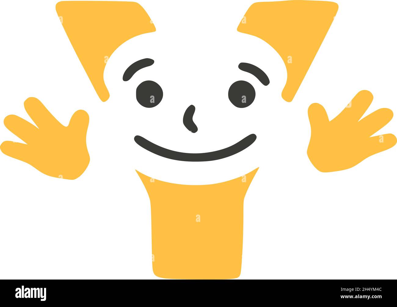 Letter y funny character with hands isolated on white background Stock ...