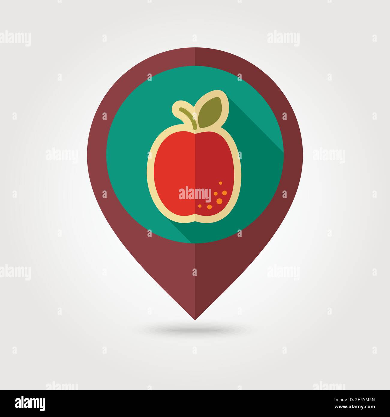 Apricot flat vector pin map icon. Map pointer. Map markers. Fruit ...