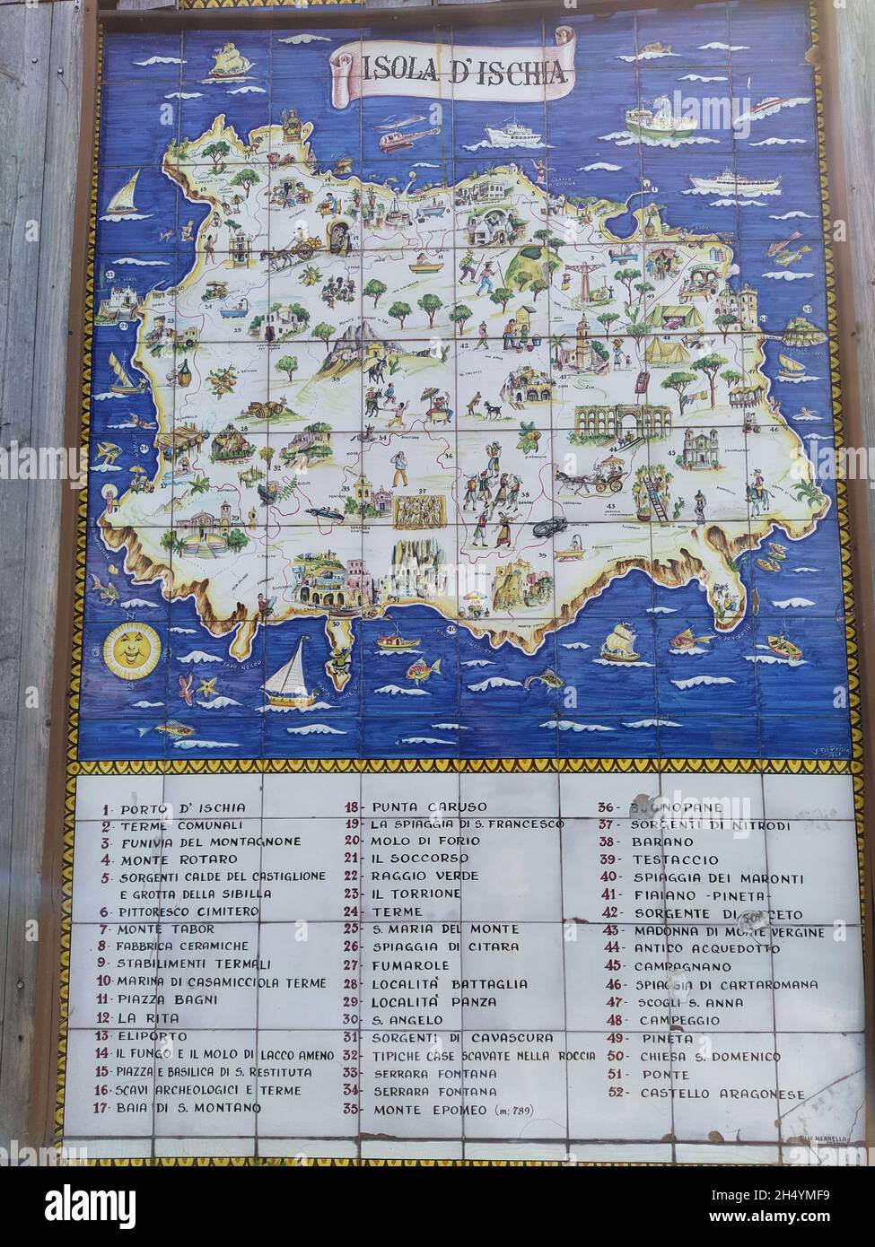 View of Ischia Island map in Naples, Italy Stock Photo - Alamy