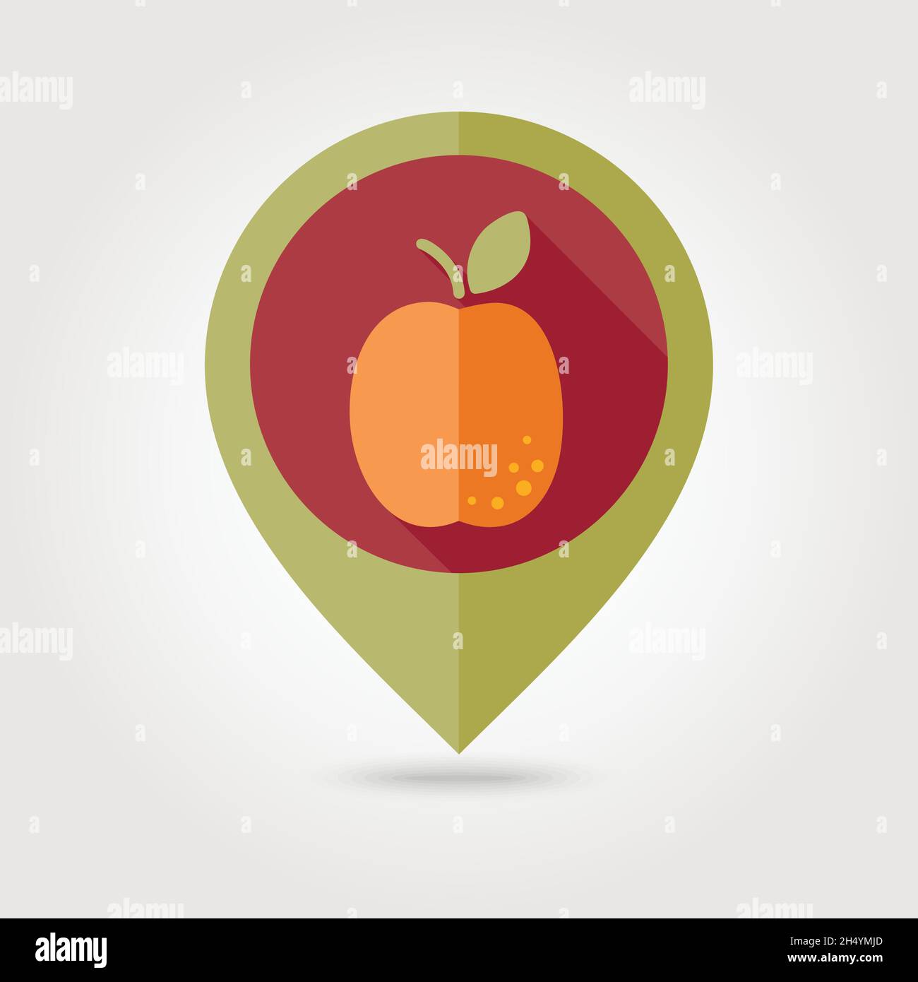 Apricot flat vector pin map icon. Map pointer. Map markers. Fruit ...