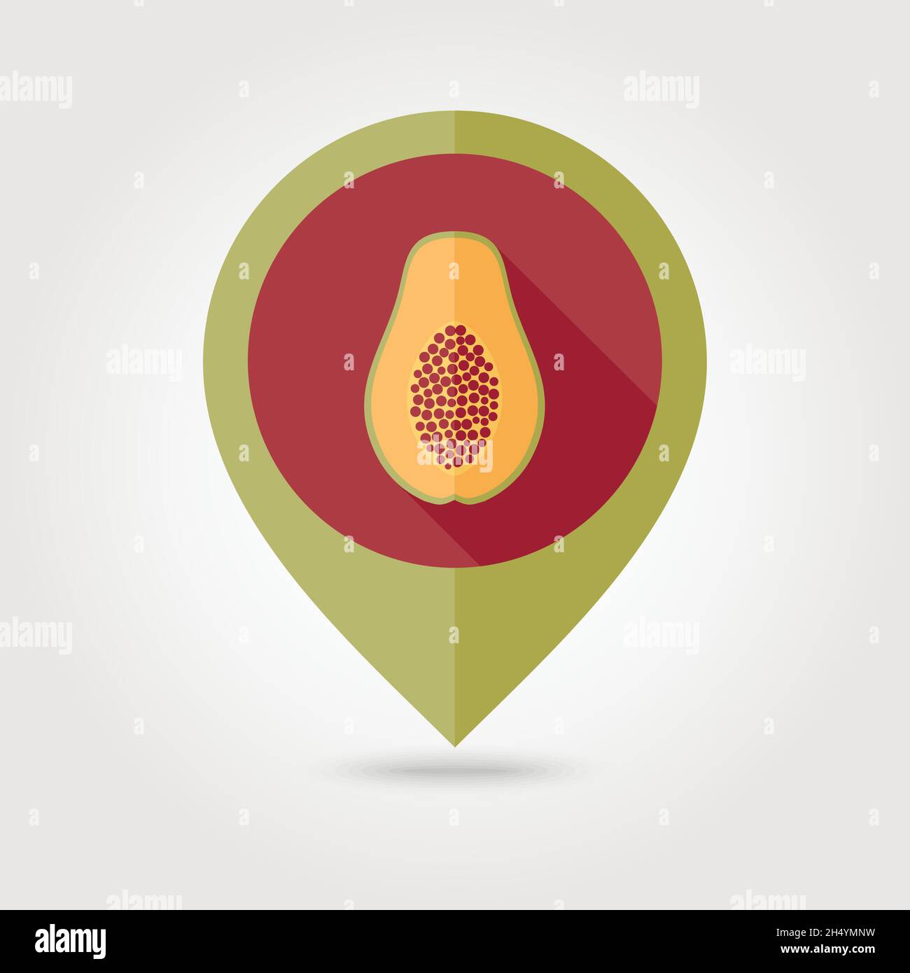 Papaya flat vector pin map icon. Map pointer. Map markers. Tropical ...