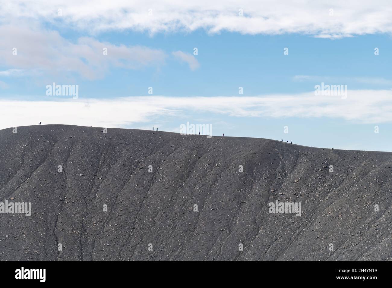 Panoramic view towards the rim of the tephra cone or tuff ring volcano ...