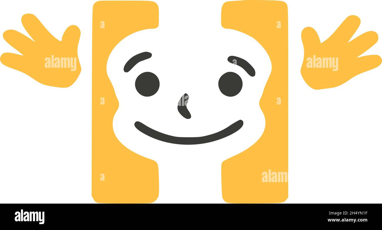 Letter h funny character with hands isolated on white background Stock ...