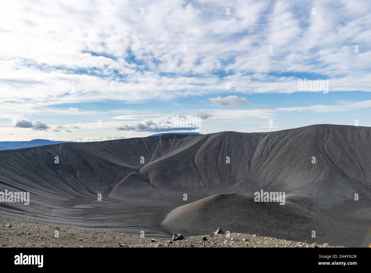 Panoramic view over the crater of the tephra cone or tuff ring volcano ...