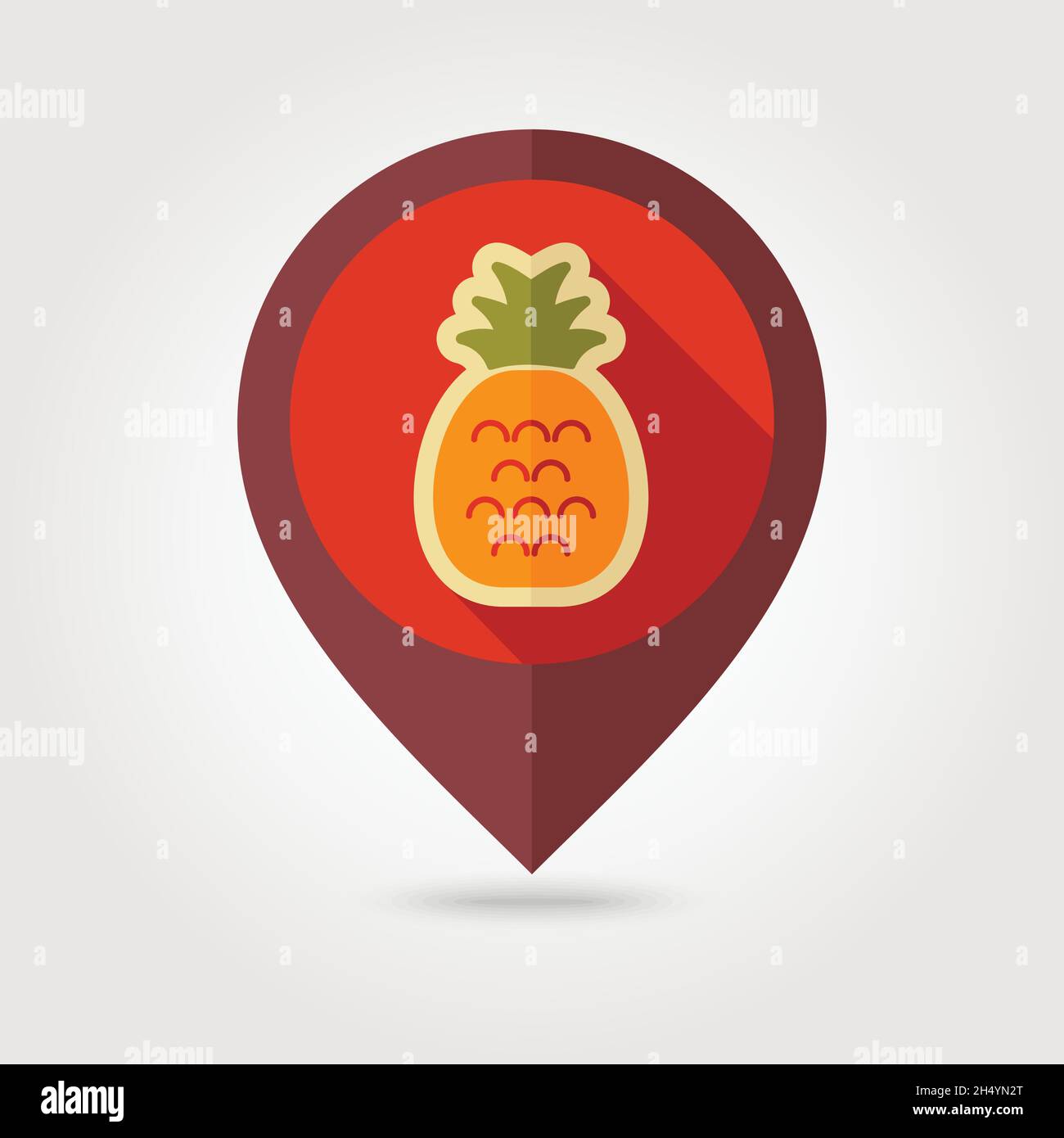 Pineapple flat vector pin map icon. Map pointer. Map markers. Tropical ...