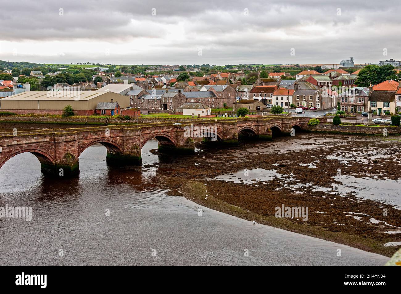 The red sandstone Berwick Bridge crossing over the River Tweed was ...