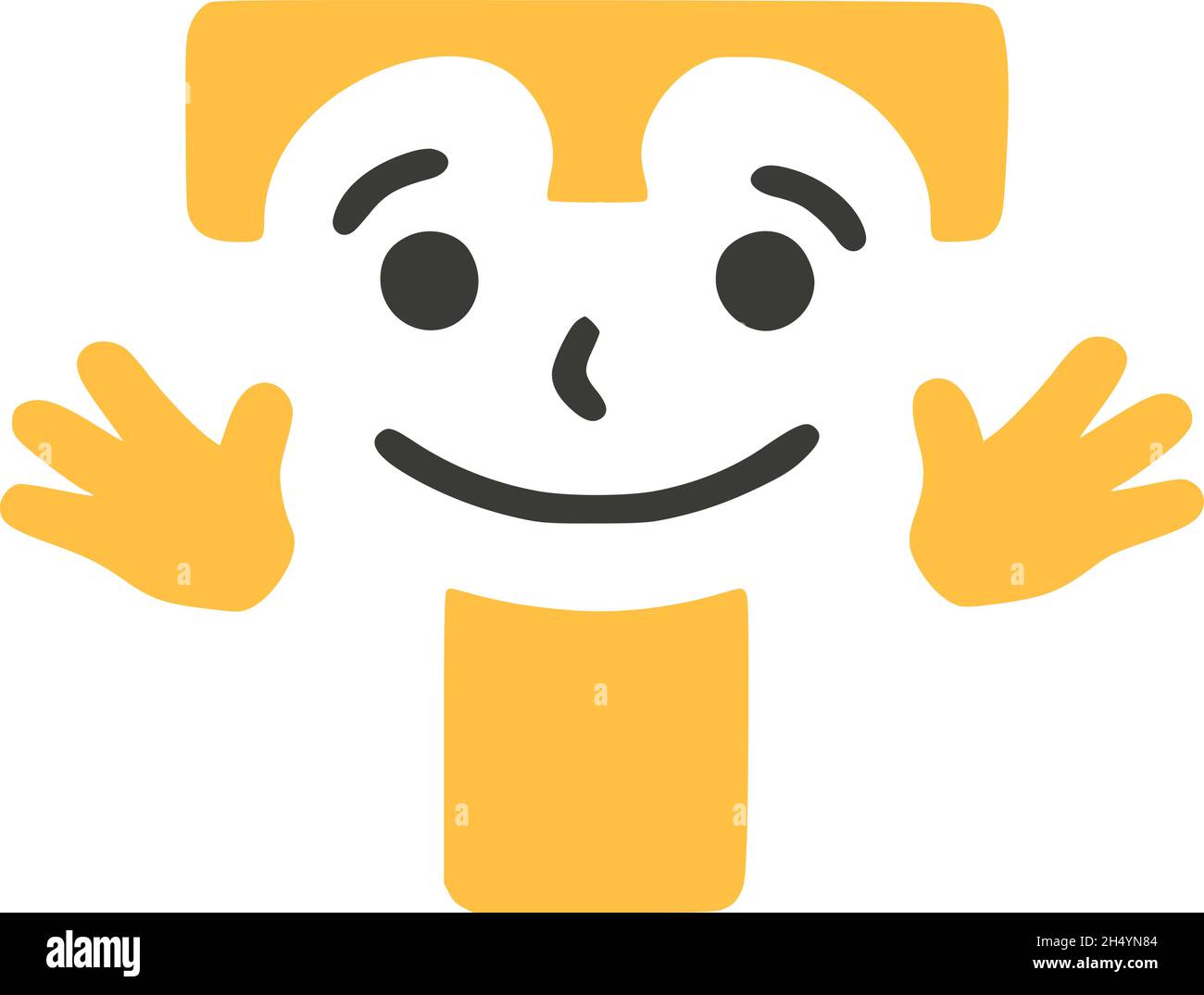 Letter t funny character with hands isolated on white background Stock ...