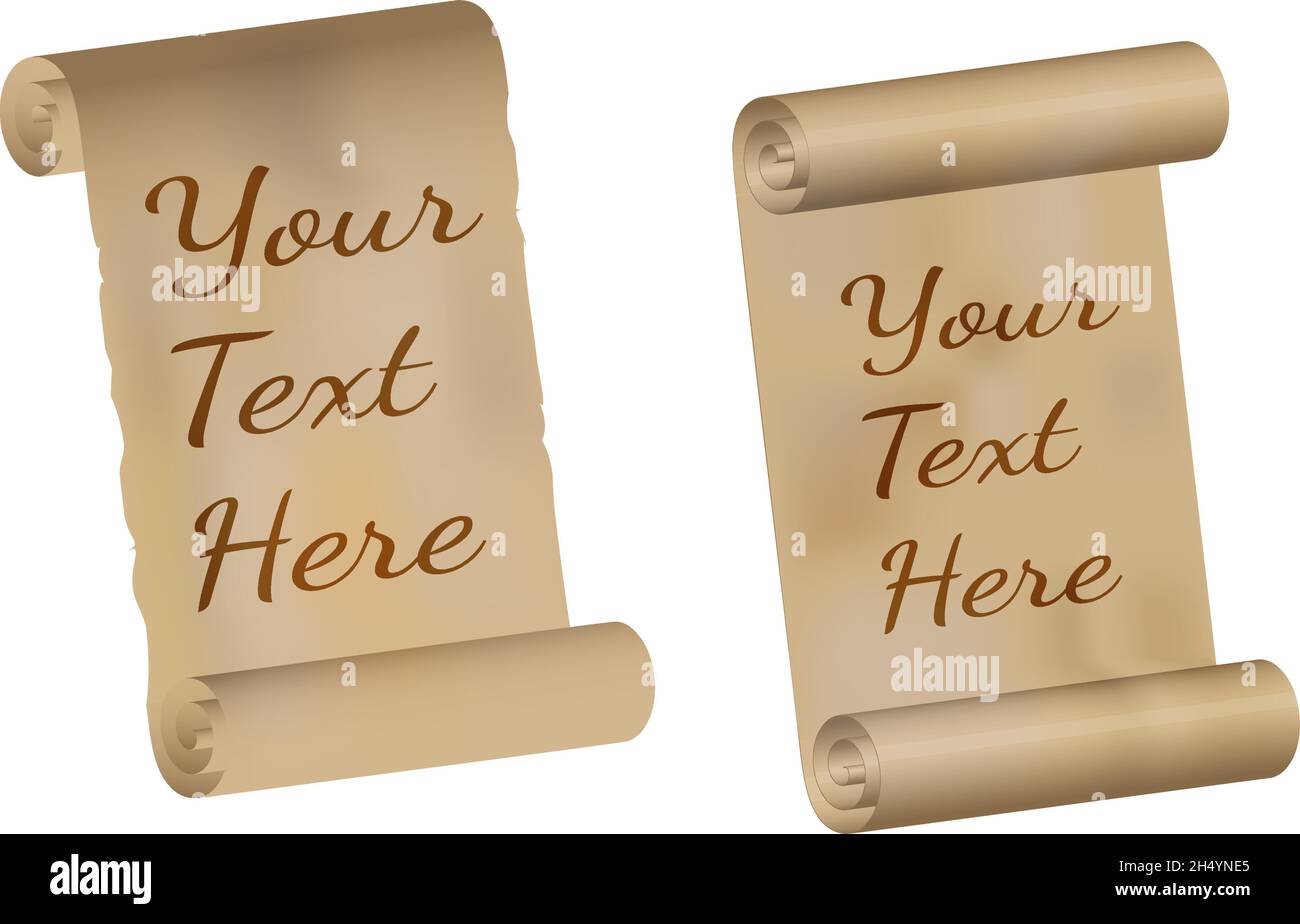 Parchment scrolls and sheets of old paper. Set of vector banners. Old ...