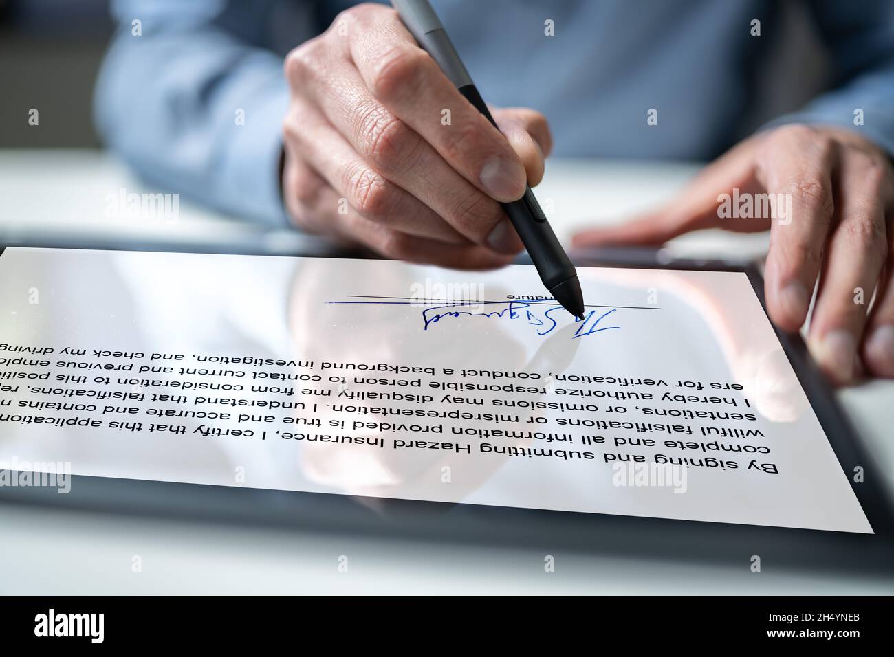 Contract E Signature. Employee Signing Law Document Stock Photo - Alamy