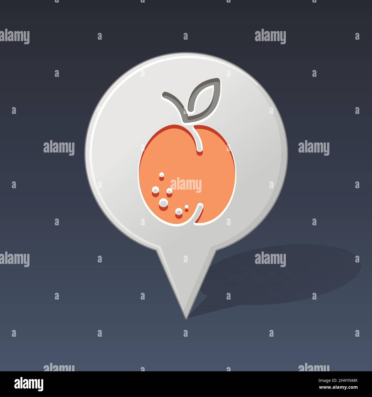 Apricot pin map icon. Map pointer. Map markers. Fruit vector ...