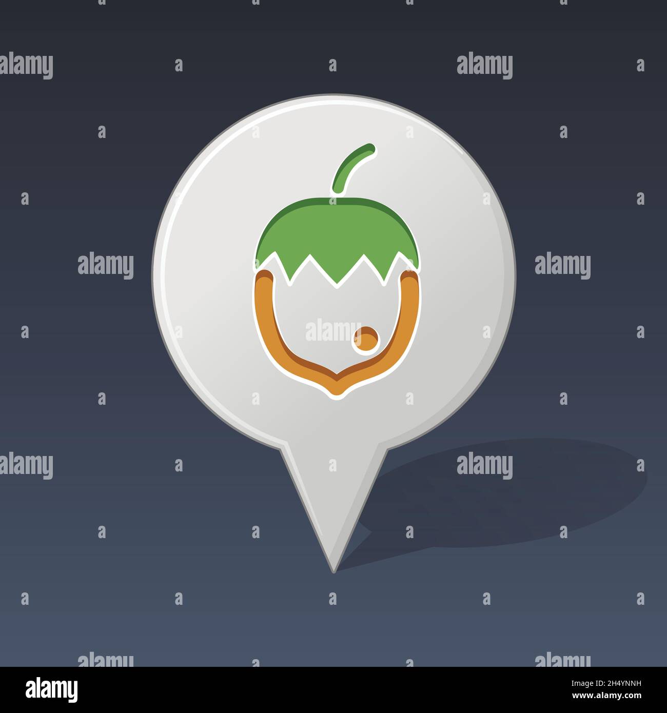 Nut pin map icon. Map pointer. Map markers. Fruit vector illustration ...