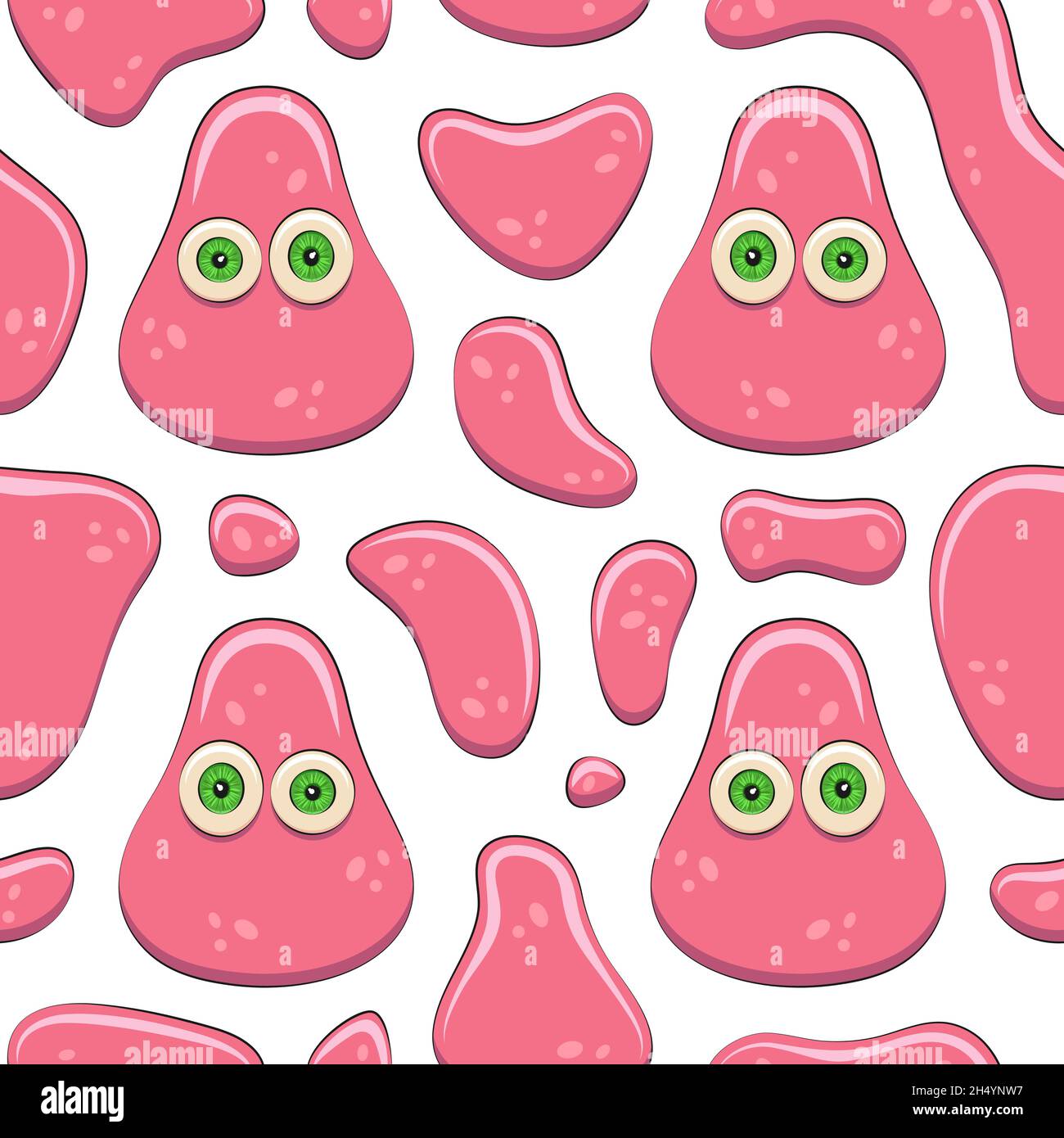Seamless color pattern with pink jelly character. Vector cartoon ...
