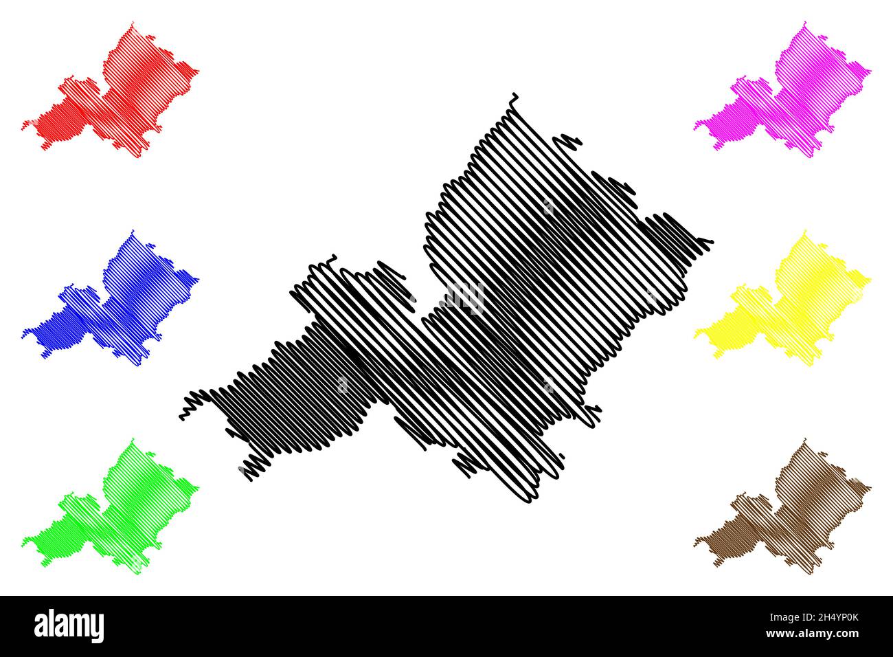 Ambala district (Haryana State, Republic of India) map vector ...