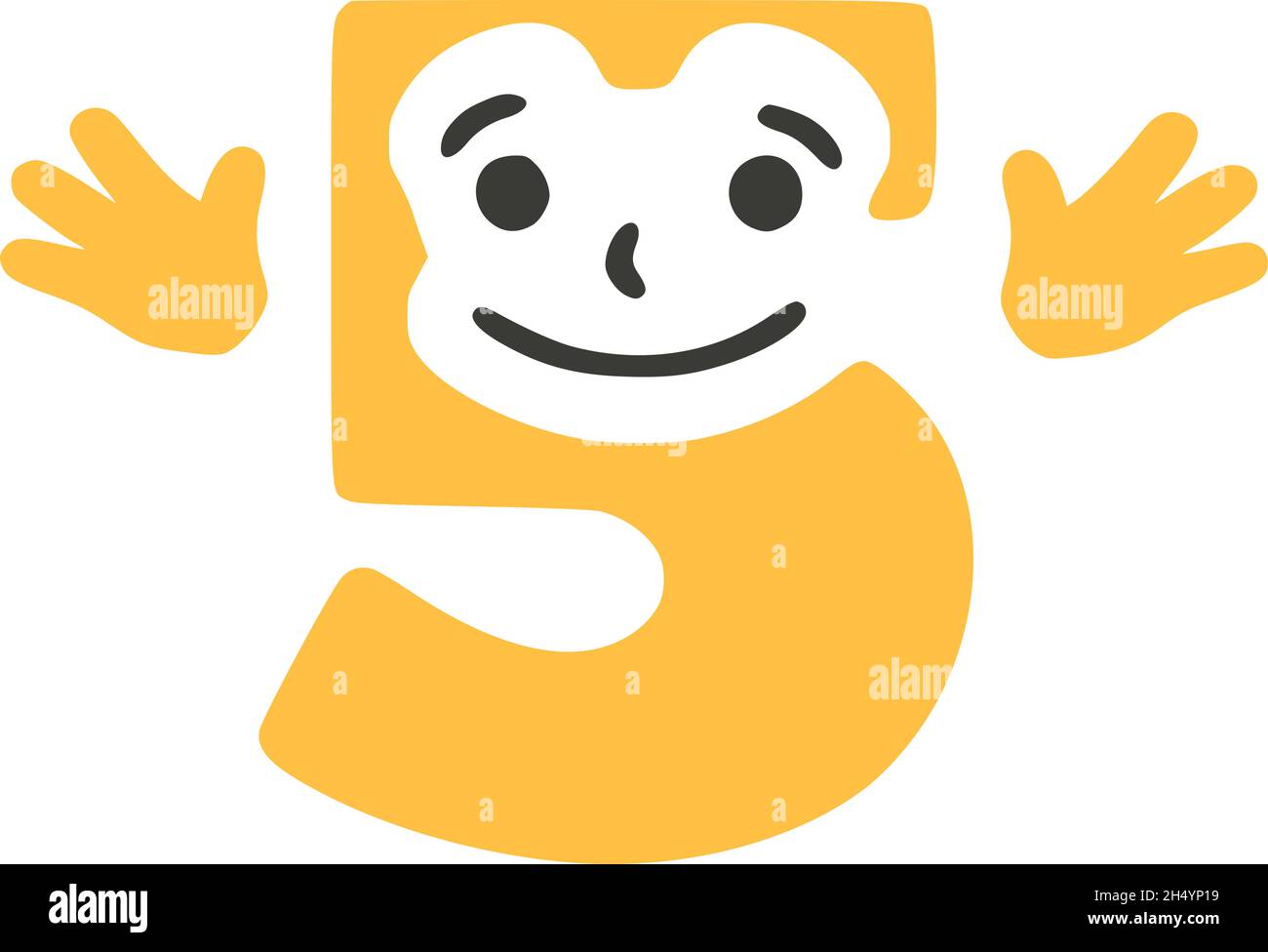 Number 5 funny character with hands isolated on white background Stock ...