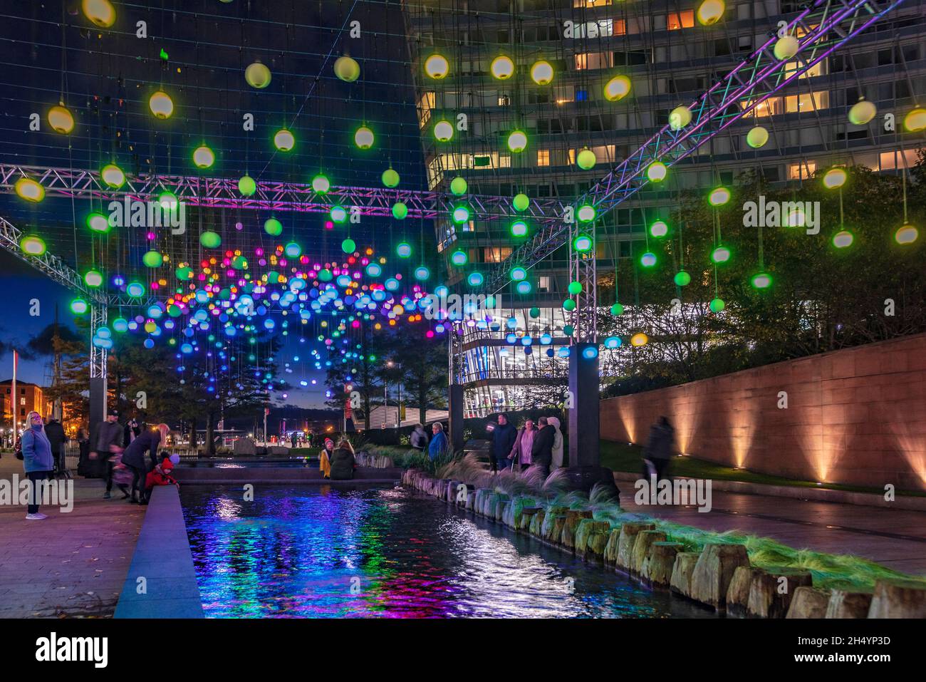 Liverpool River of Light lightshow around the pierhead and Albert Dock ...