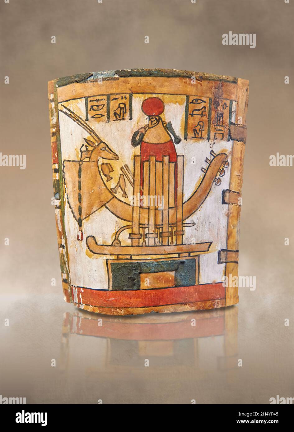 Ancient Egyptian painted panel of the Boat of Sokaris, 1069-664 BC ...