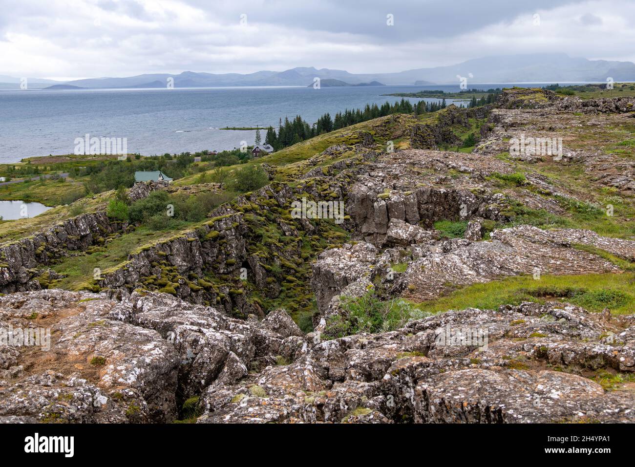 Panoramic view over the seismic rift valley between the Eurasian and ...