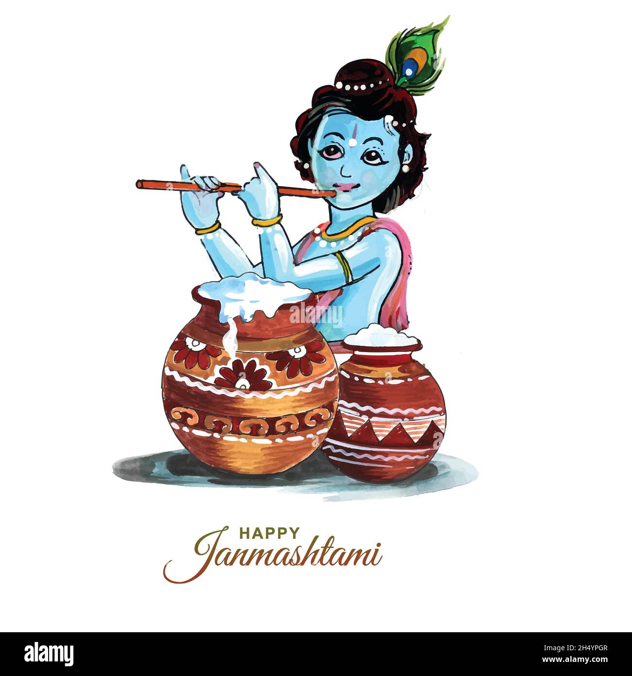 Happy janmashtami greeting card background Stock Vector Image & Art - Alamy