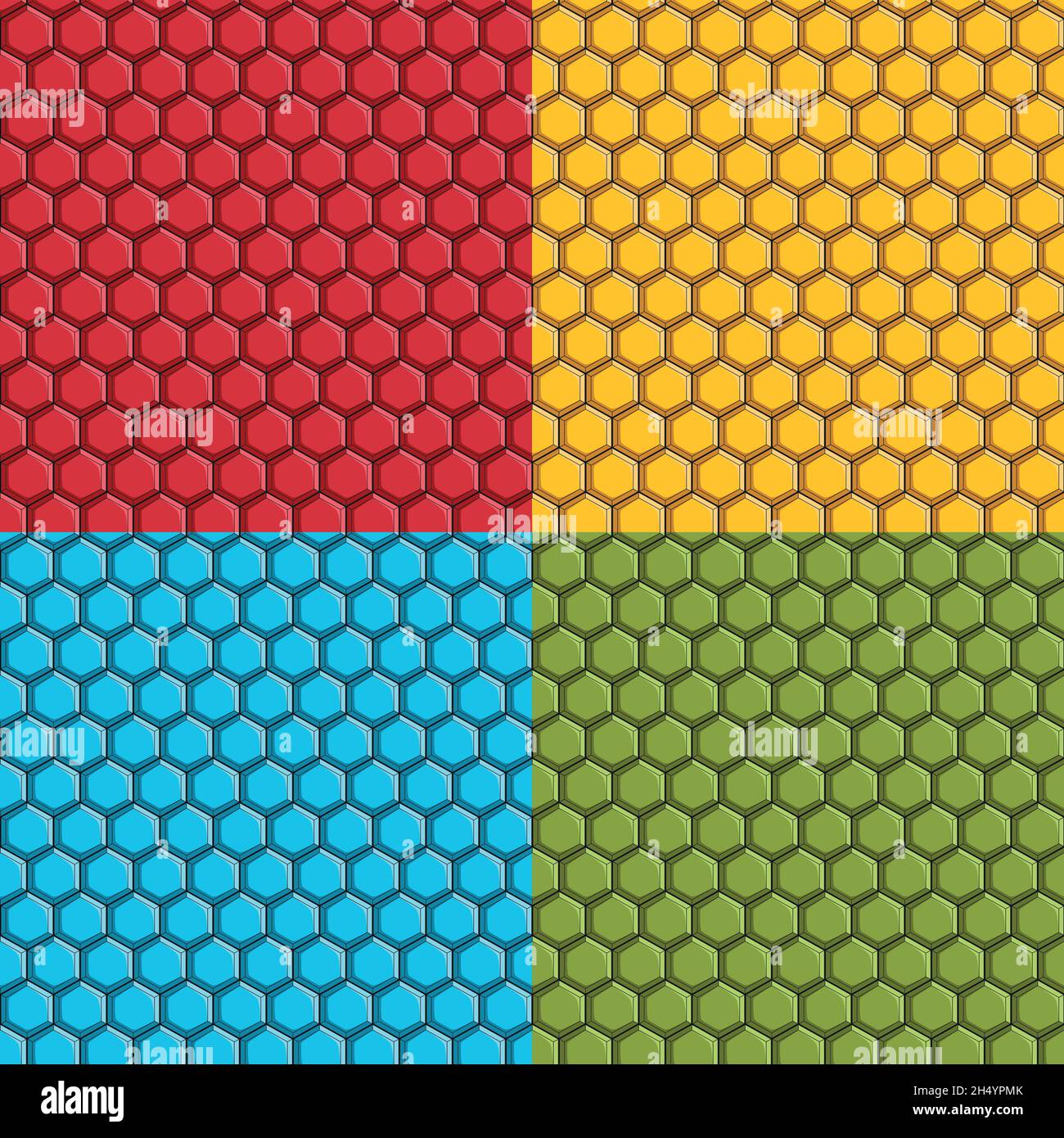 Set of seamless patterns with hexagonal tiles. Colorful vector ...