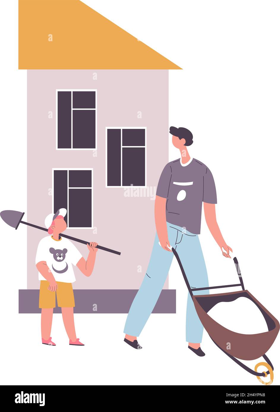 Son helping dad with building and construction Stock Vector Image & Art ...