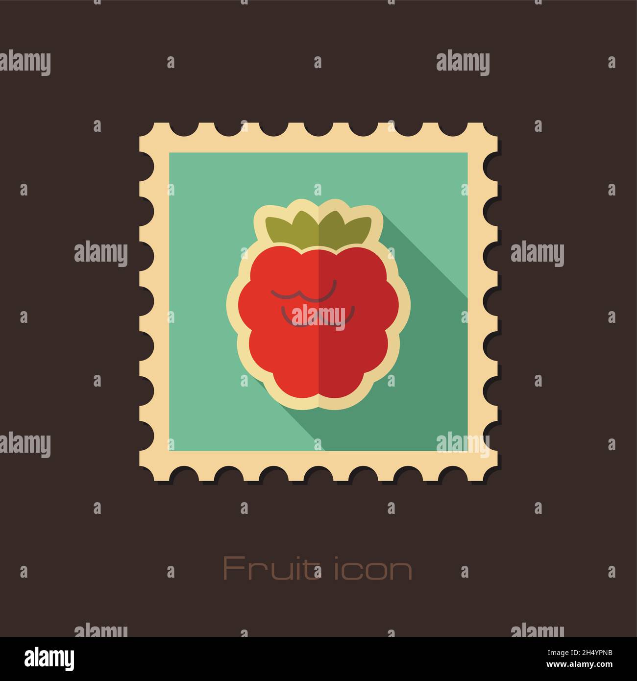 Raspberry flat stamp. Fruit vector illustration, eps 10 Stock Vector ...