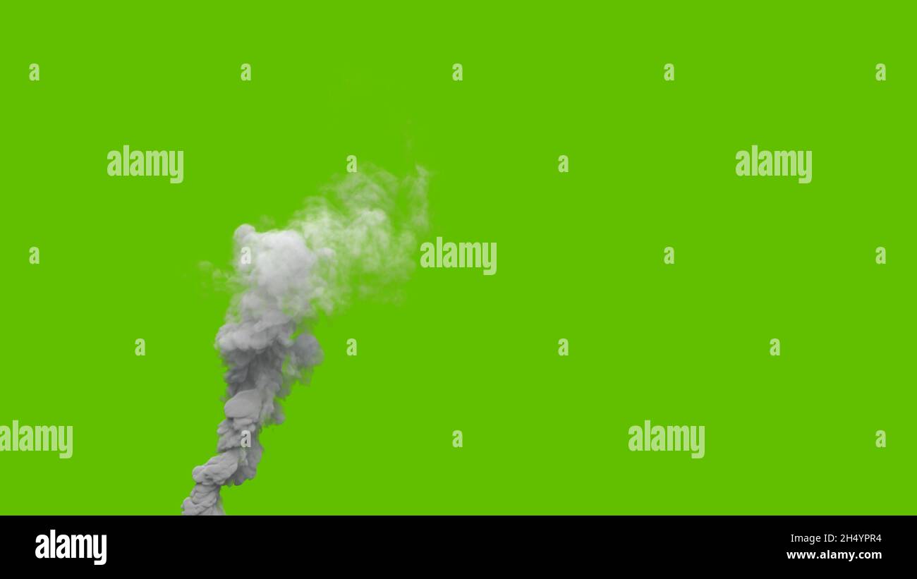 grey contamination smoke column from fuel oil power plant on chroma key ...