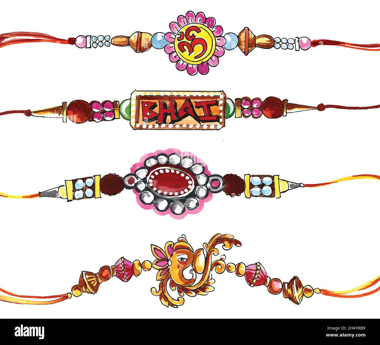 Decorated rakhi set for Indian festival raksha bandhan design Stock ...